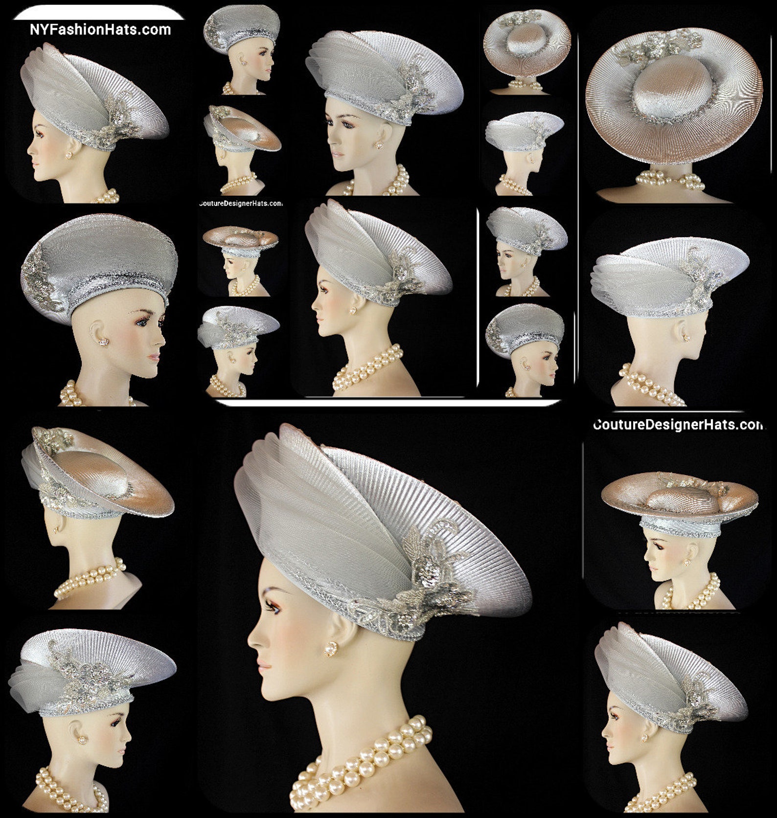 Metallic Silver Formal Wedding Bridal Pillbox Hat Women, Ladies Dress ...