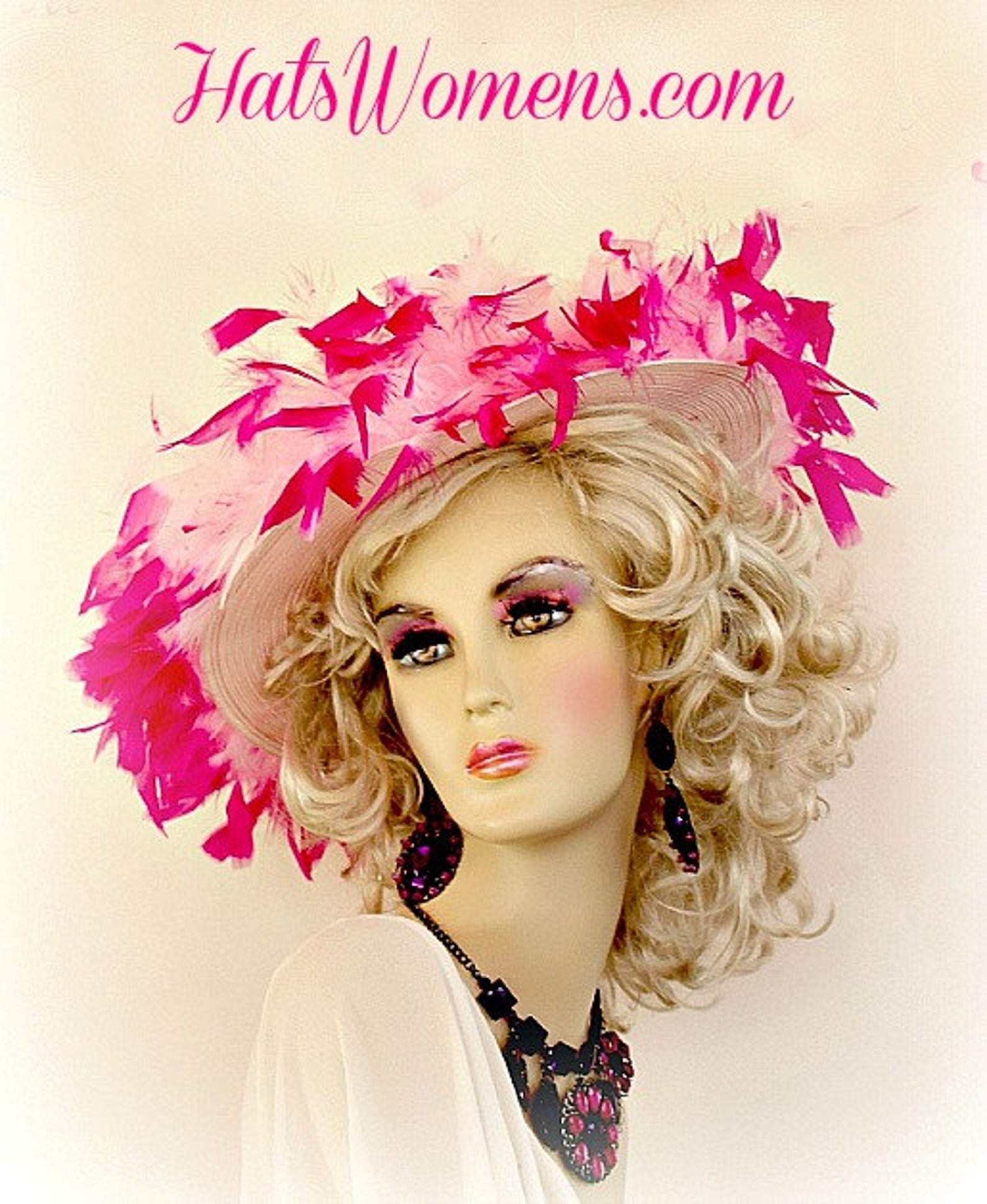 Baby Pink Kentucky Oaks Racing Hat Hot Pink Feathers, Designer Hats for ...