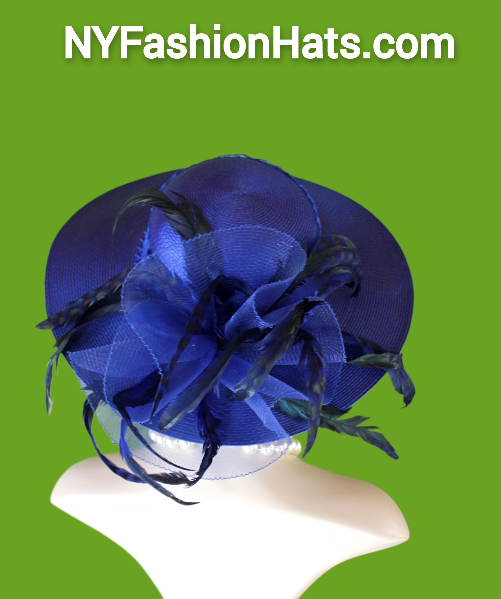 Royal Blue Formal Large Brim Dress Hat, Avant Garde Hats, Haute Couture ...