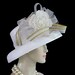 White Metallic Gold Large Brim Dress Hat, Avant Garde Formal Wedding ...