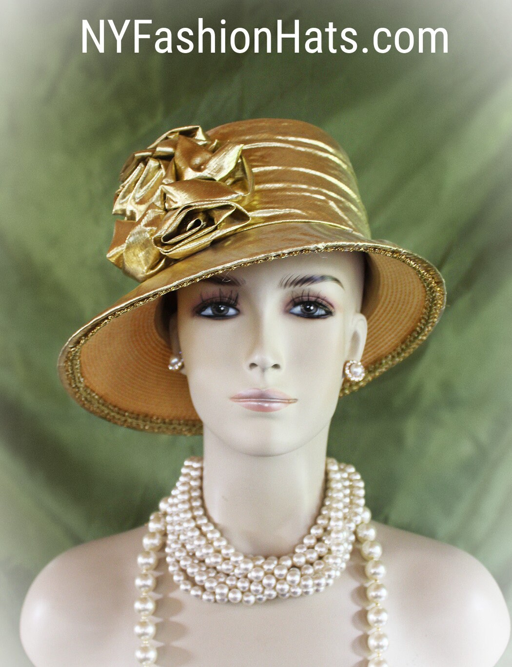 Metallic Gold Small Brim Lame Dress Hat, Couture Designer Hats, Hats ...