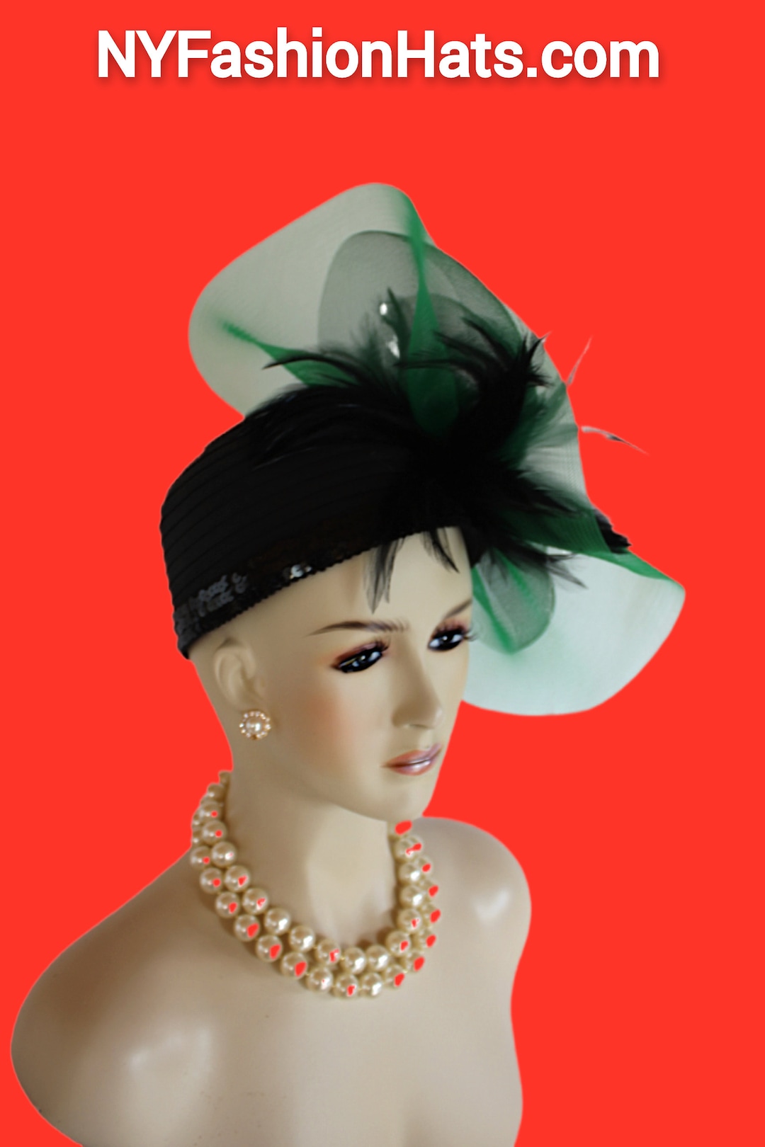 Haute Couture Designer Pillbox Hat Nyfashionhats, Black Kelly Green ...