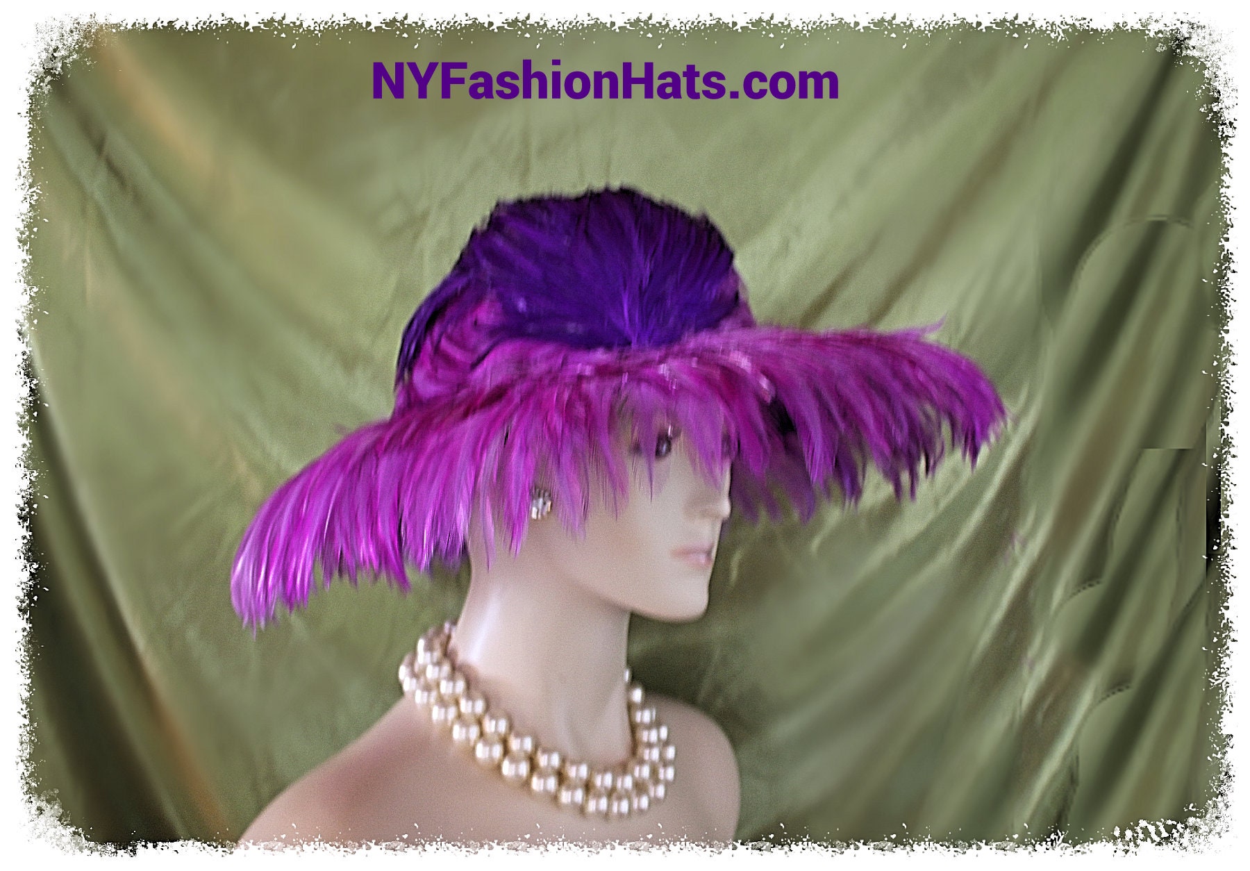 Haute Couture Luxury Winter Wool Designer Hat, Purple Statement Feather ...