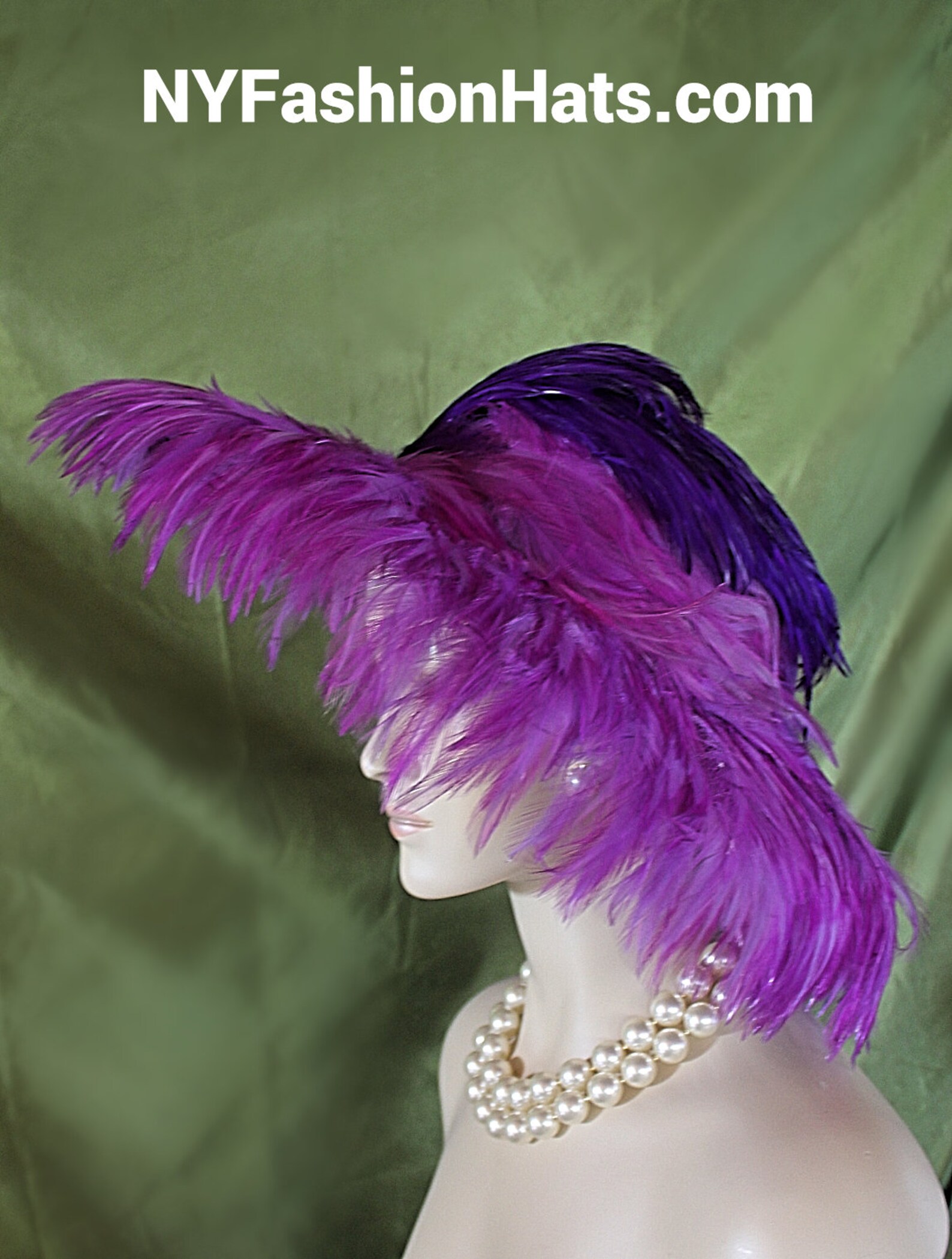 Haute Couture Luxury Winter Wool Designer Hat, Purple Statement Feather ...