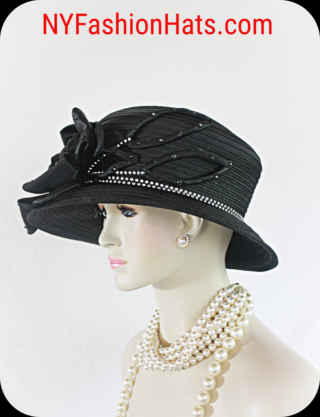 Women's Couture Black and White Satin Hat, Formal Designer Wedding Hat ...