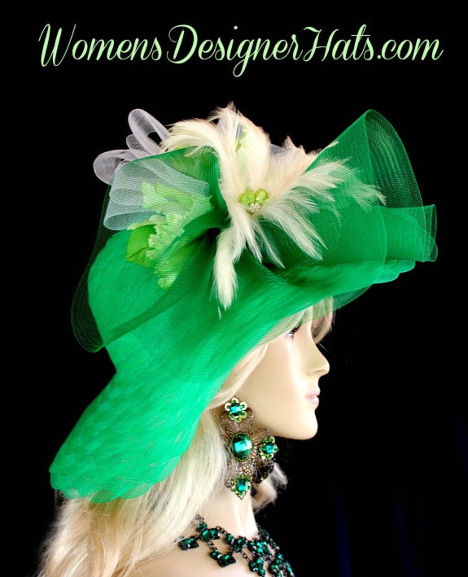 Kelly Green Ivory White Designer Kentucky Derby Hat Women's Hats - Etsy