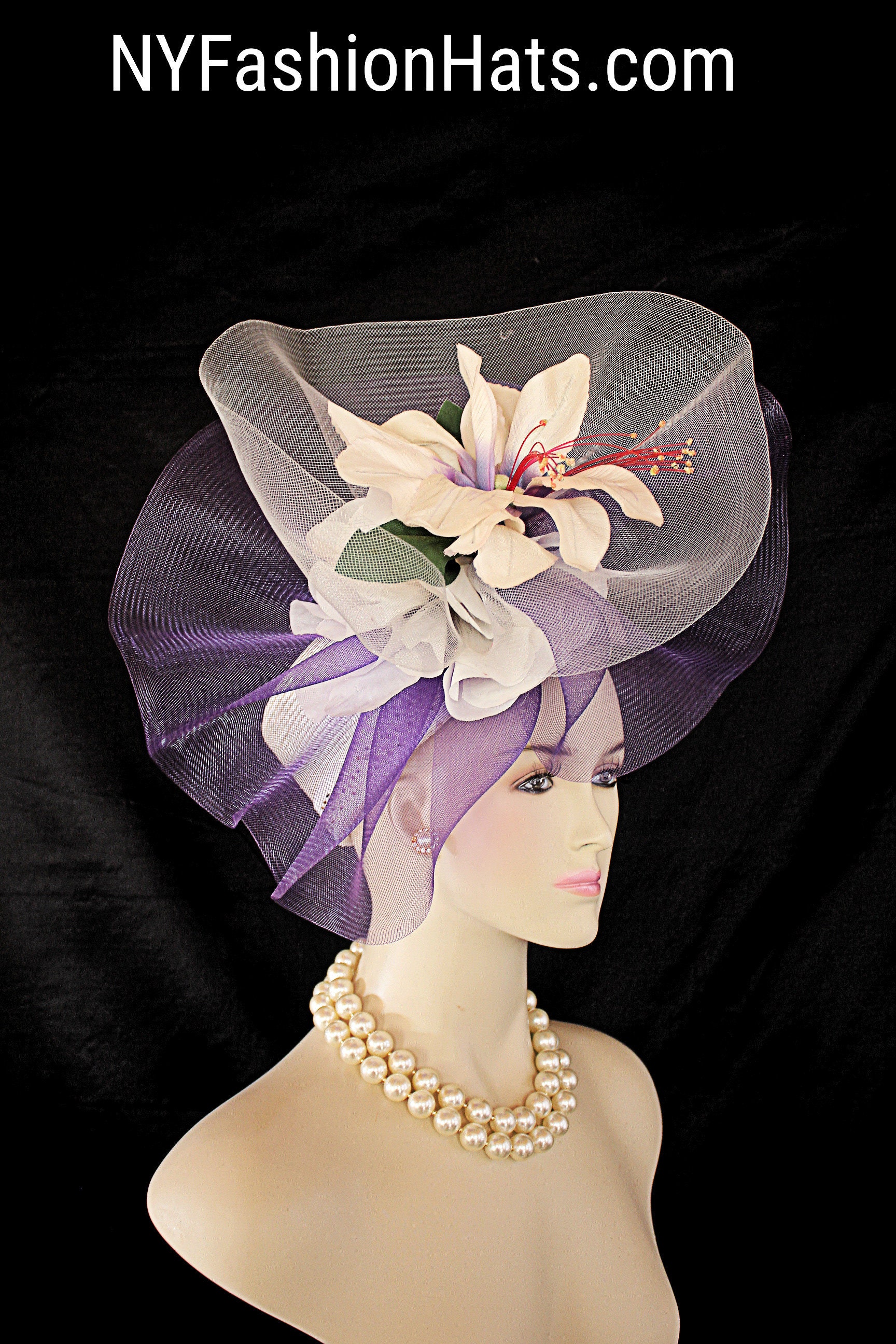 Ivory Beige Purple Pillbox Dress Hat Woman, Formal Wedding Fashion ...