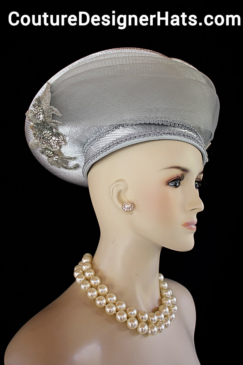 Metallic Silver Formal Wedding Bridal Pillbox Hat Women, Ladies Dress ...