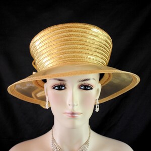 Women's Haute Couture Metallic Gold Sequin High Crown Designer Hat ...
