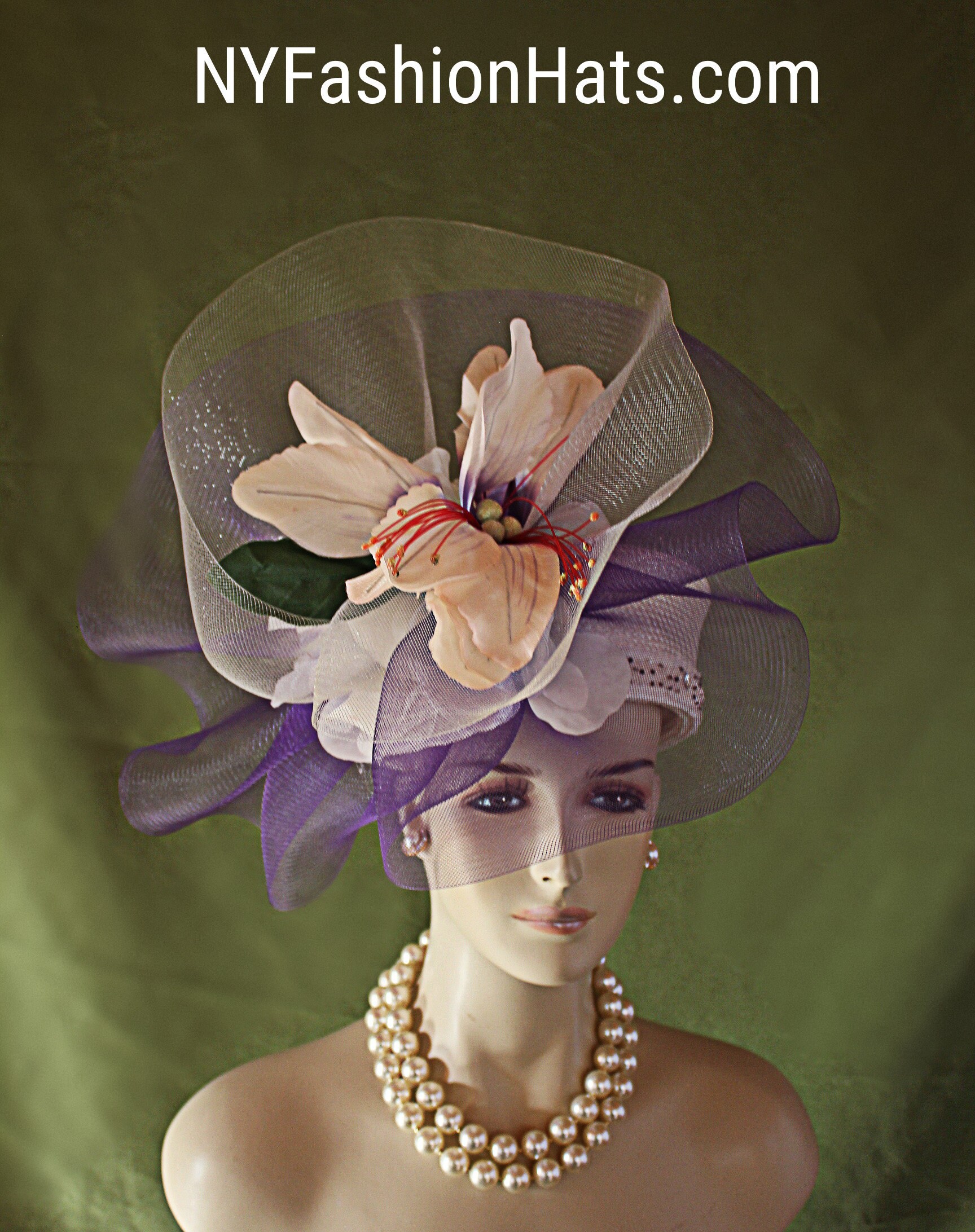 Ivory Beige Purple Pillbox Dress Hat Woman, Formal Wedding Fashion ...