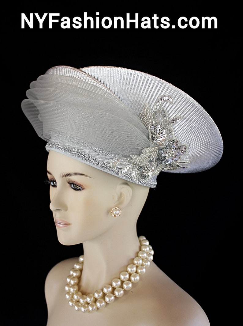 Metallic Silver Formal Wedding Bridal Pillbox Hat Women, Ladies Dress ...