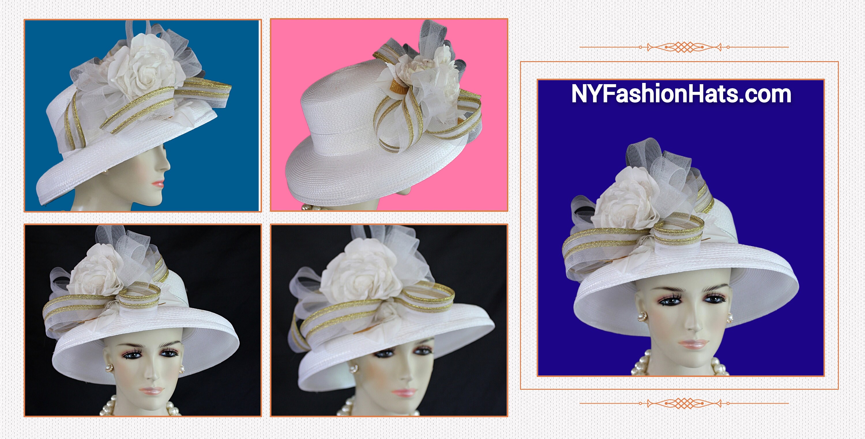 White Metallic Gold Large Brim Dress Hat Avant Garde Formal - Etsy