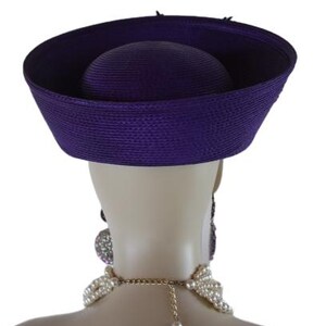 Purple Haute Couture High Crown Nefertiti Style Pillbox Hat, Formal ...