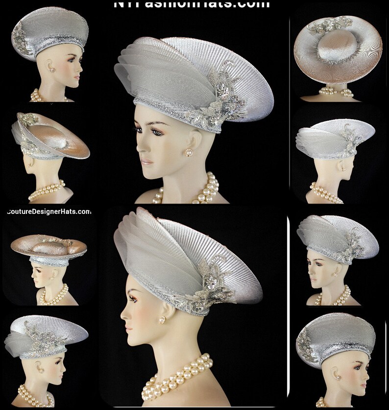 Metallic Silver Formal Wedding Bridal Pillbox Hat Women, Ladies Dress ...