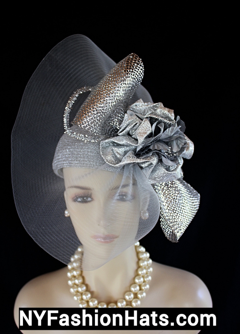 Metallic Silver Formal Wedding Pillbox Hat Women, Ladies Dress Hats ...
