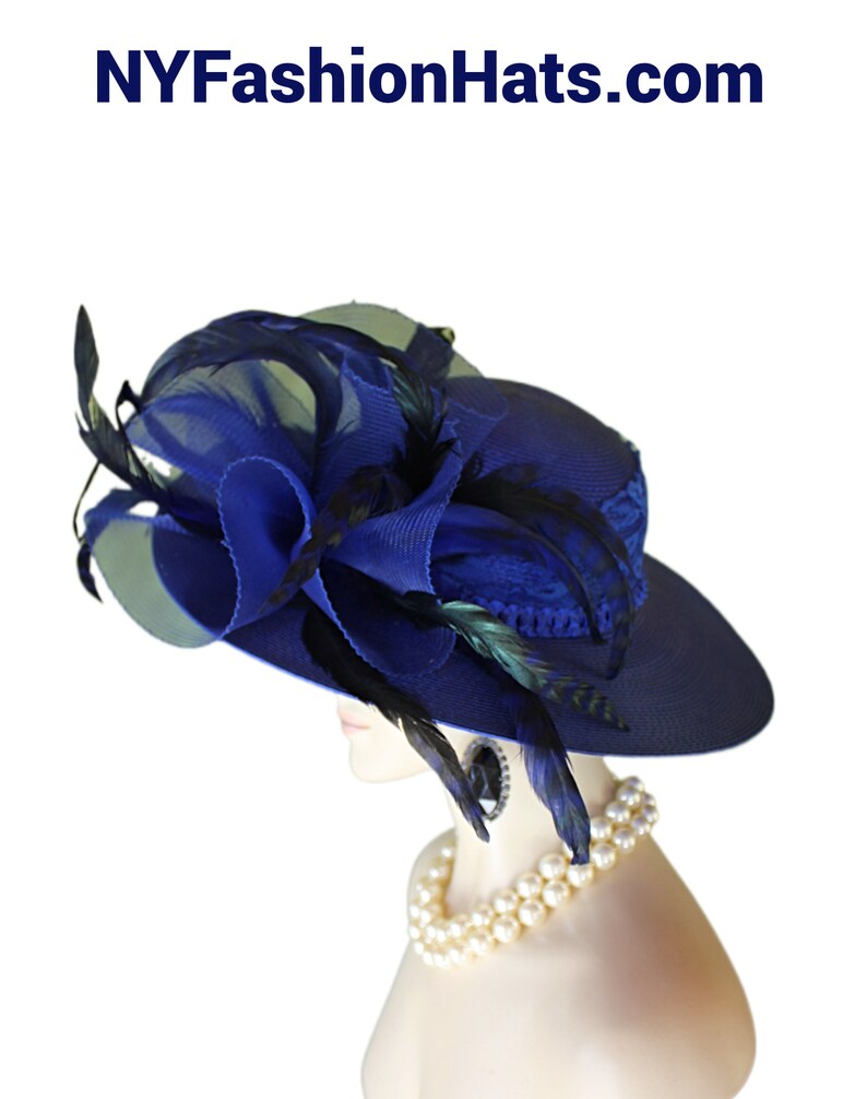 Royal Blue Formal Large Brim Dress Hat, Avant Garde Hats, Haute Couture ...