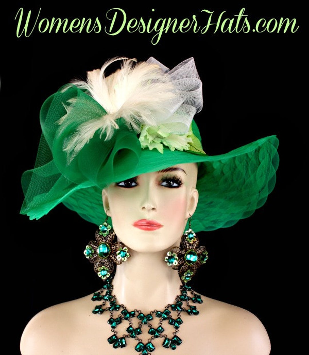 Kelly Green Ivory White Designer Kentucky Derby Hat Women's Hats - Etsy