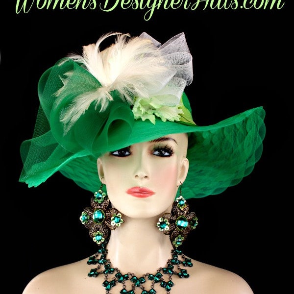 White and Kelly Green Women’s Derby Hat - Etsy
