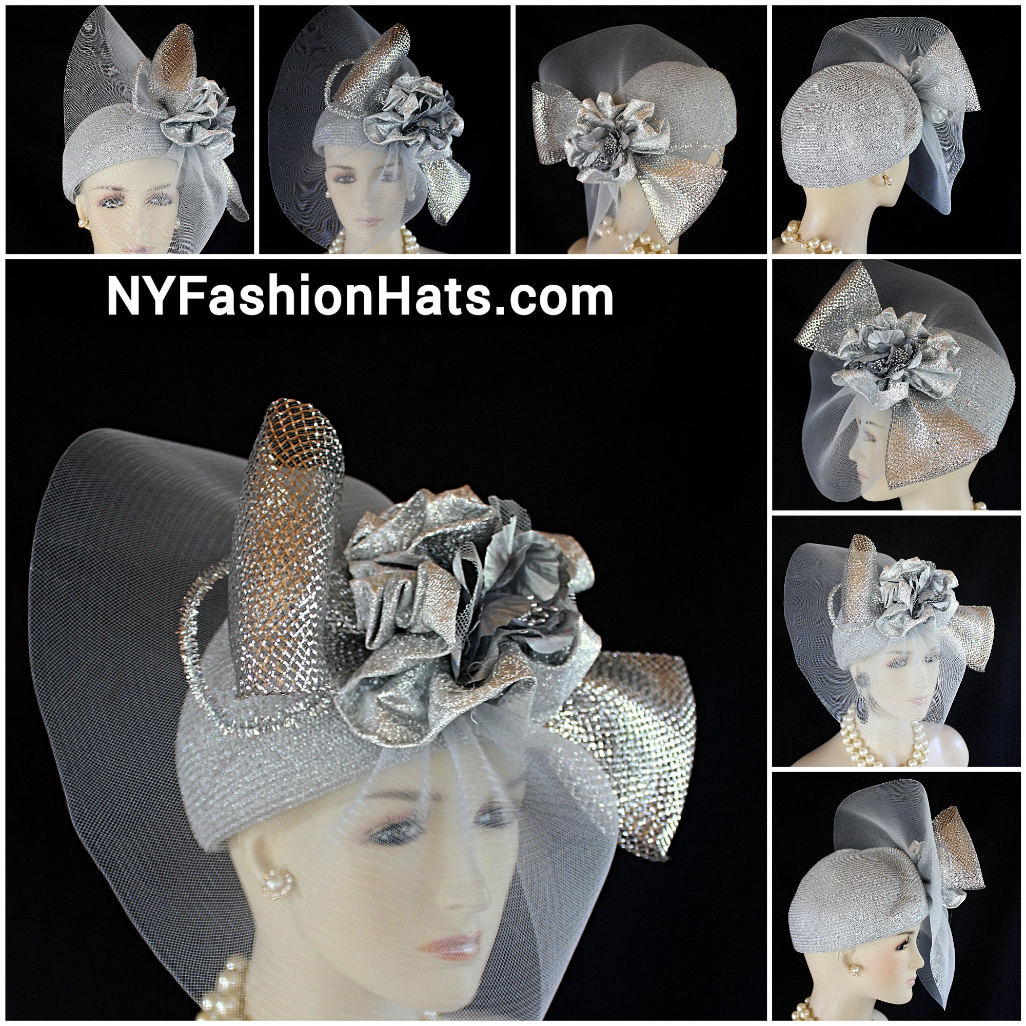 Metallic Silver Formal Wedding Pillbox Hat Women, Ladies Dress Hats ...