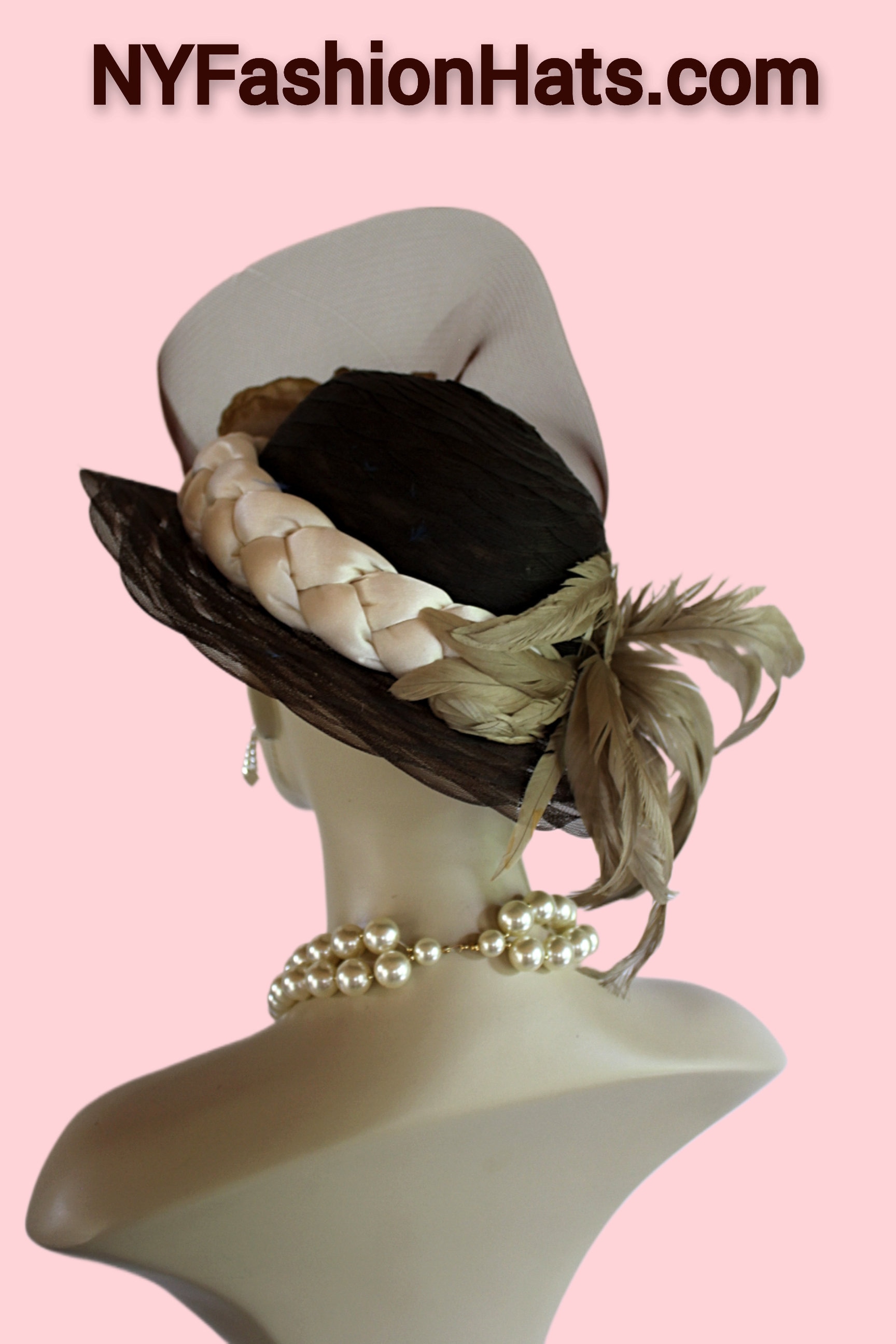 Brown Beige Haute Couture Small Brim Hat Women Formal Avant - Etsy