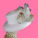 White Metallic Gold Large Brim Dress Hat, Avant Garde Formal Wedding ...