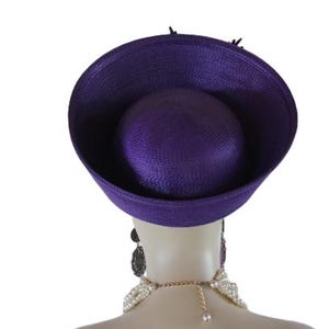 Purple Haute Couture High Crown Nefertiti Style Pillbox Hat, Formal ...