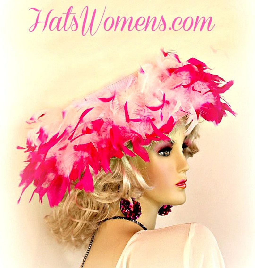 Baby Pink Kentucky Oaks Racing Hat Hot Pink Feathers, Designer Hats for ...