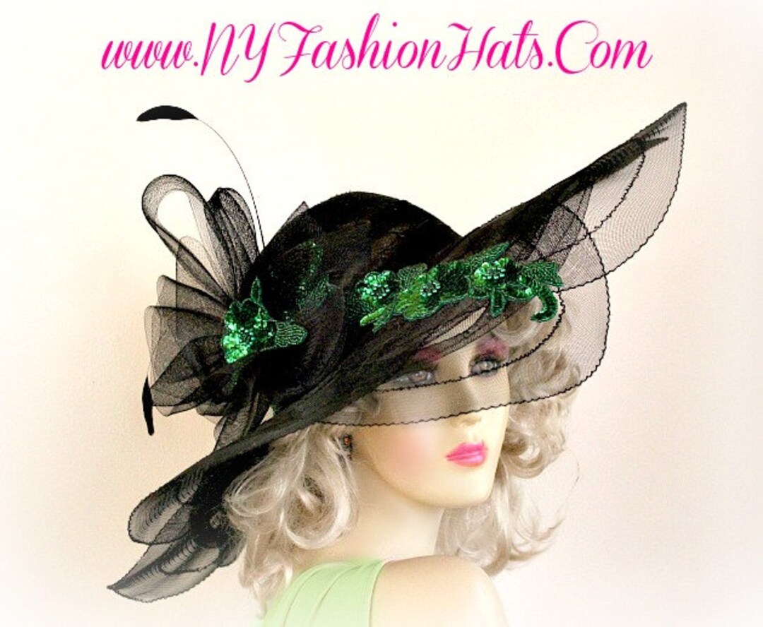 Kentucky Derby Hats Black Kelly Green Designer Hat Ny Fashion Hats - Etsy