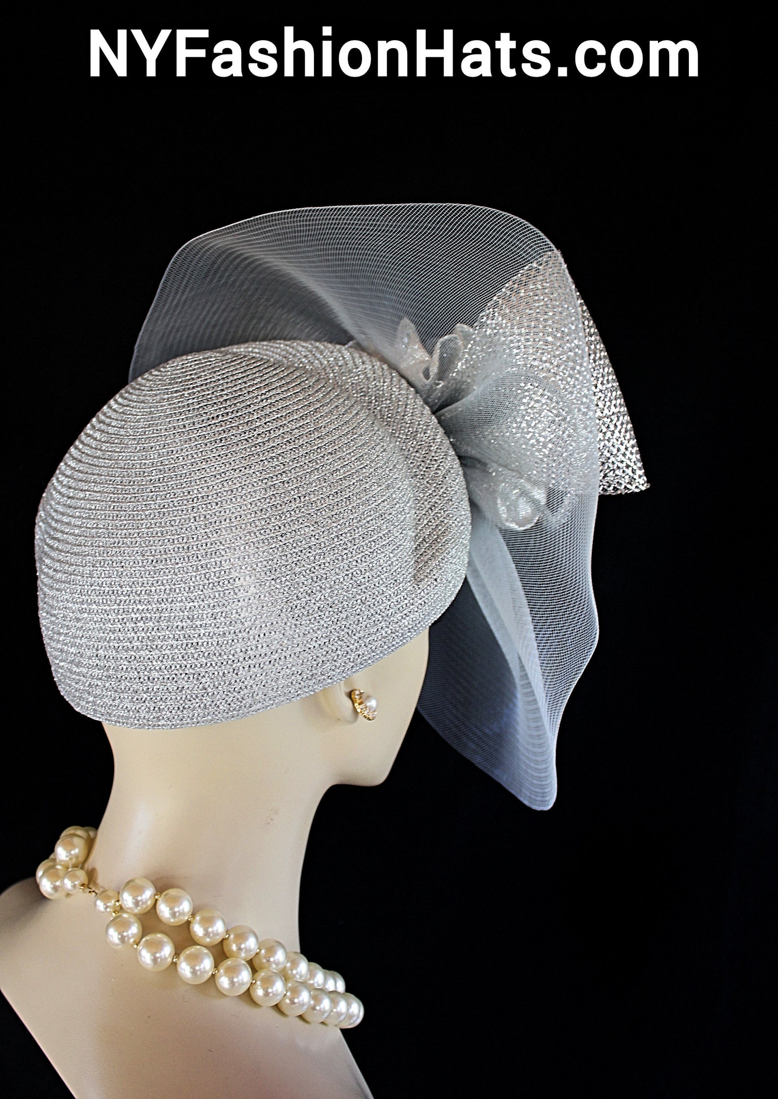 Metallic Silver Formal Wedding Pillbox Hat Women, Ladies Dress Hats ...