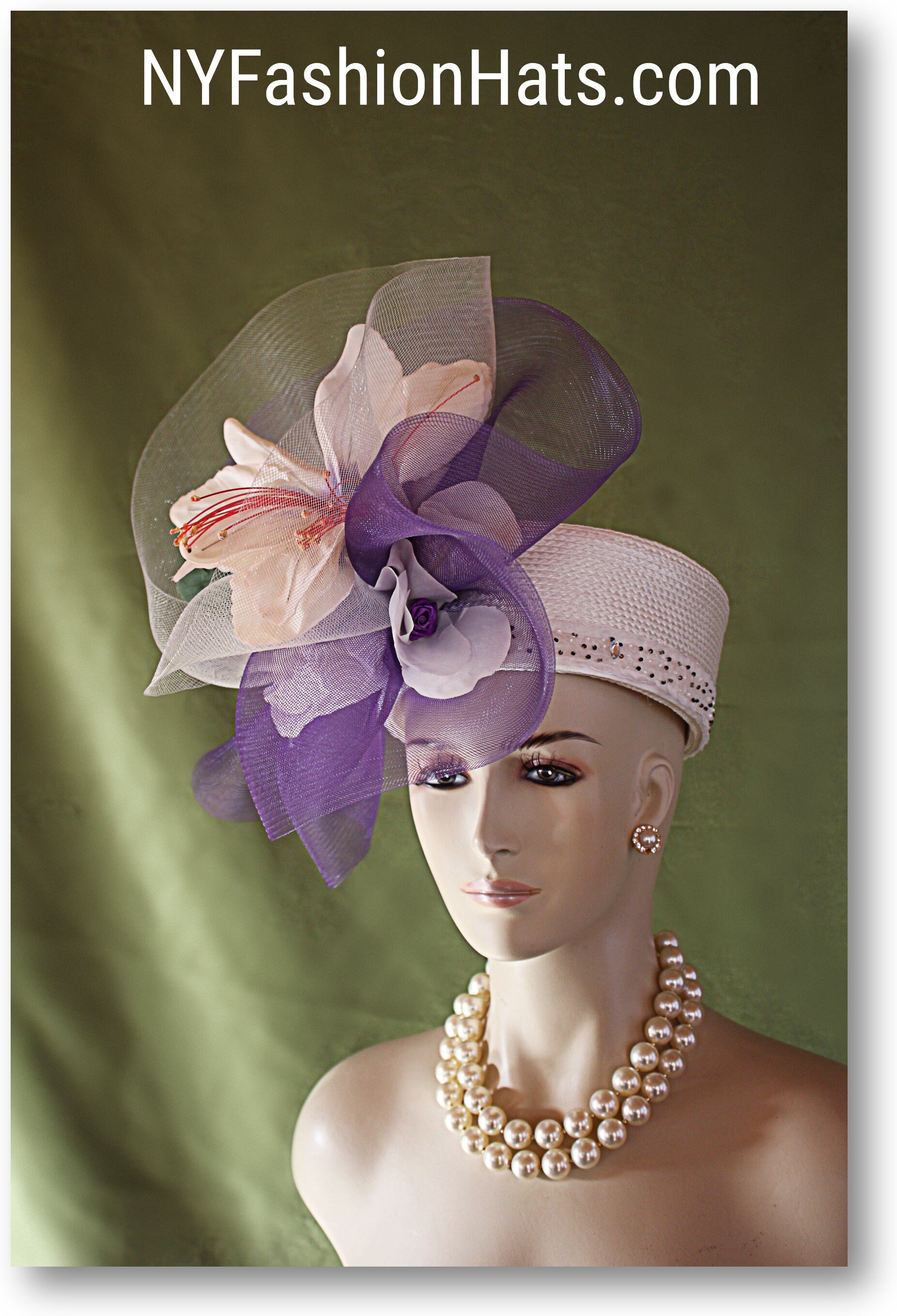 Ivory Beige Purple Pillbox Dress Hat Woman, Formal Wedding Fashion ...