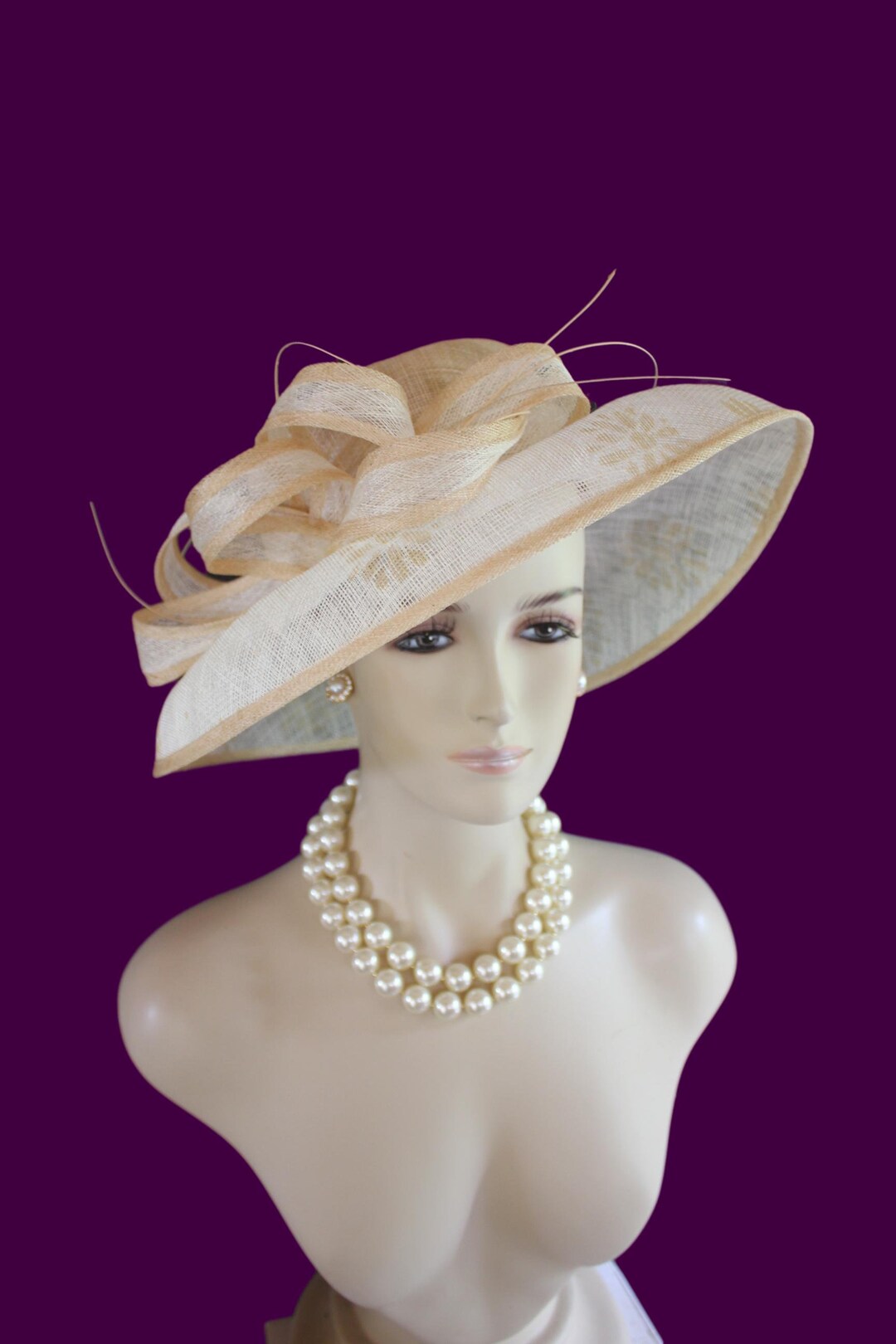 Beige Natural White Sinamay Straw Hat Women, Formal Wedding Dress Hat ...