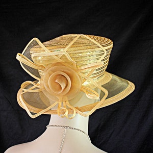 Women's Haute Couture Metallic Gold Sequin High Crown Designer Hat ...