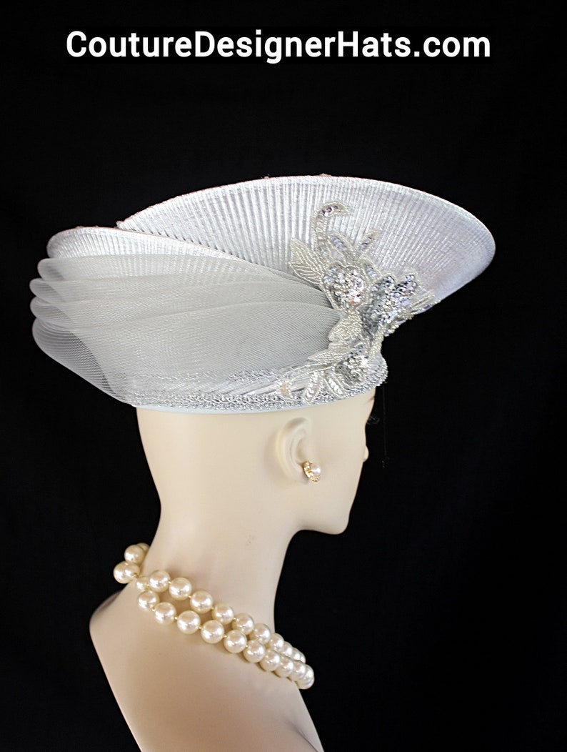 Metallic Silver Formal Wedding Bridal Pillbox Hat Women, Ladies Dress ...