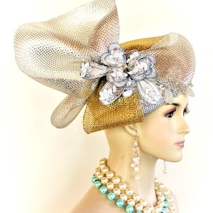 Designer Hats for Women, Metallic Silver Grey Gold Designer Pillbox ...