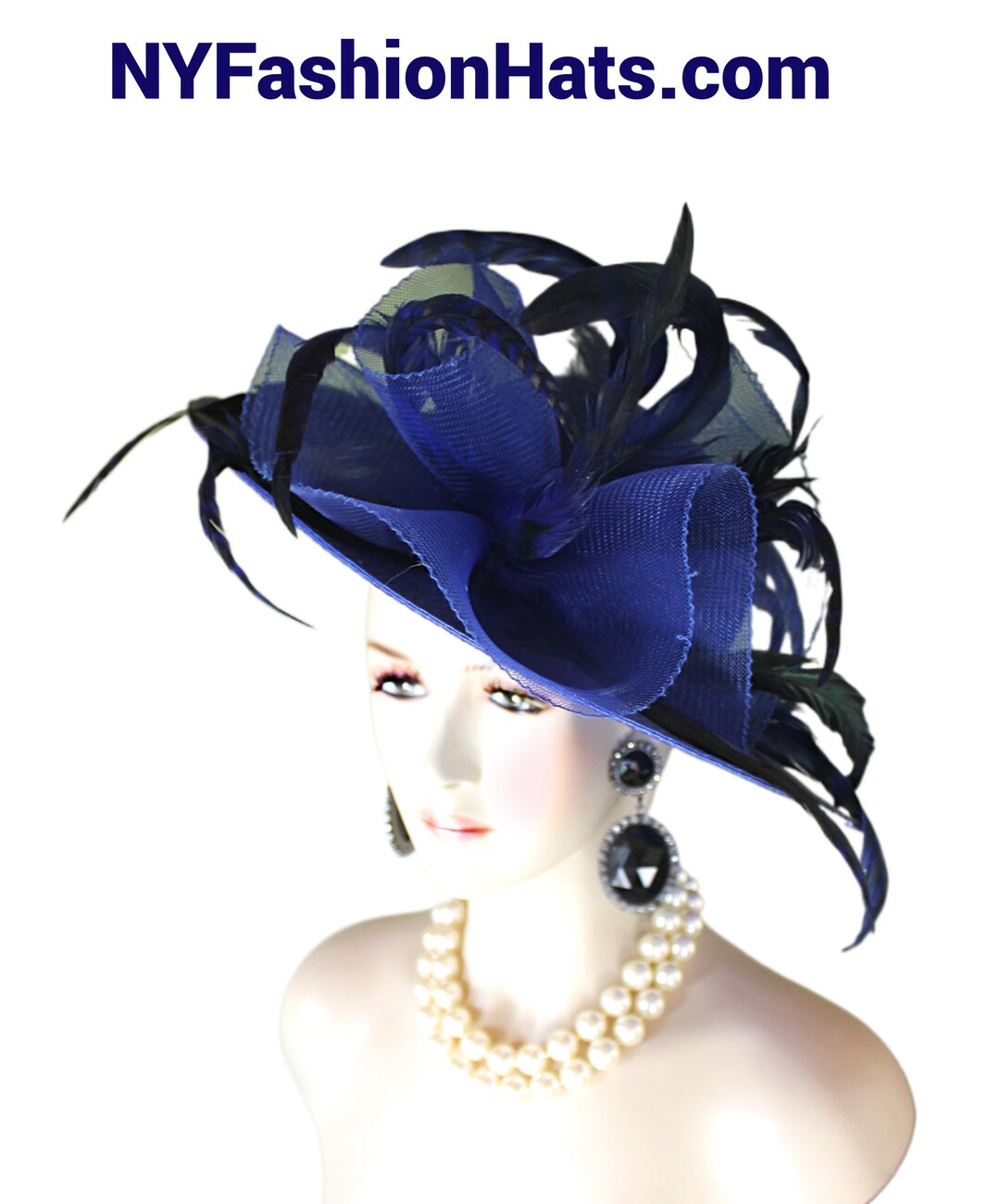 Royal Blue Formal Large Brim Dress Hat, Avant Garde Hats, Haute Couture ...