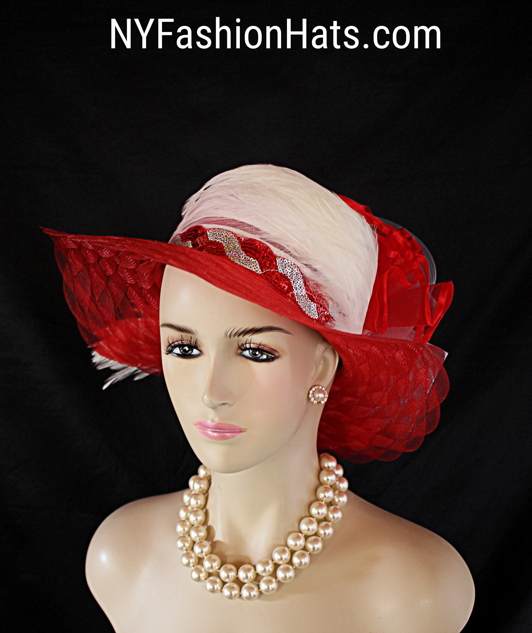 Haute Couture Red White Designer Luxury Hat, Women's Fashion Hat, Hats ...