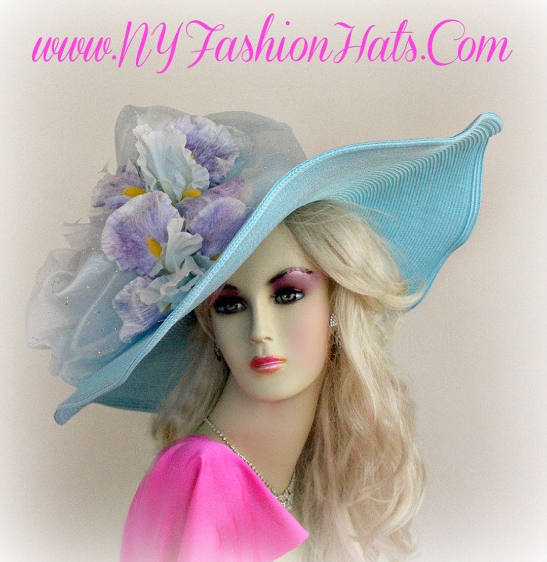 Luxury Statement Haute Couture Designer Hat for Women, Pastel Blue ...