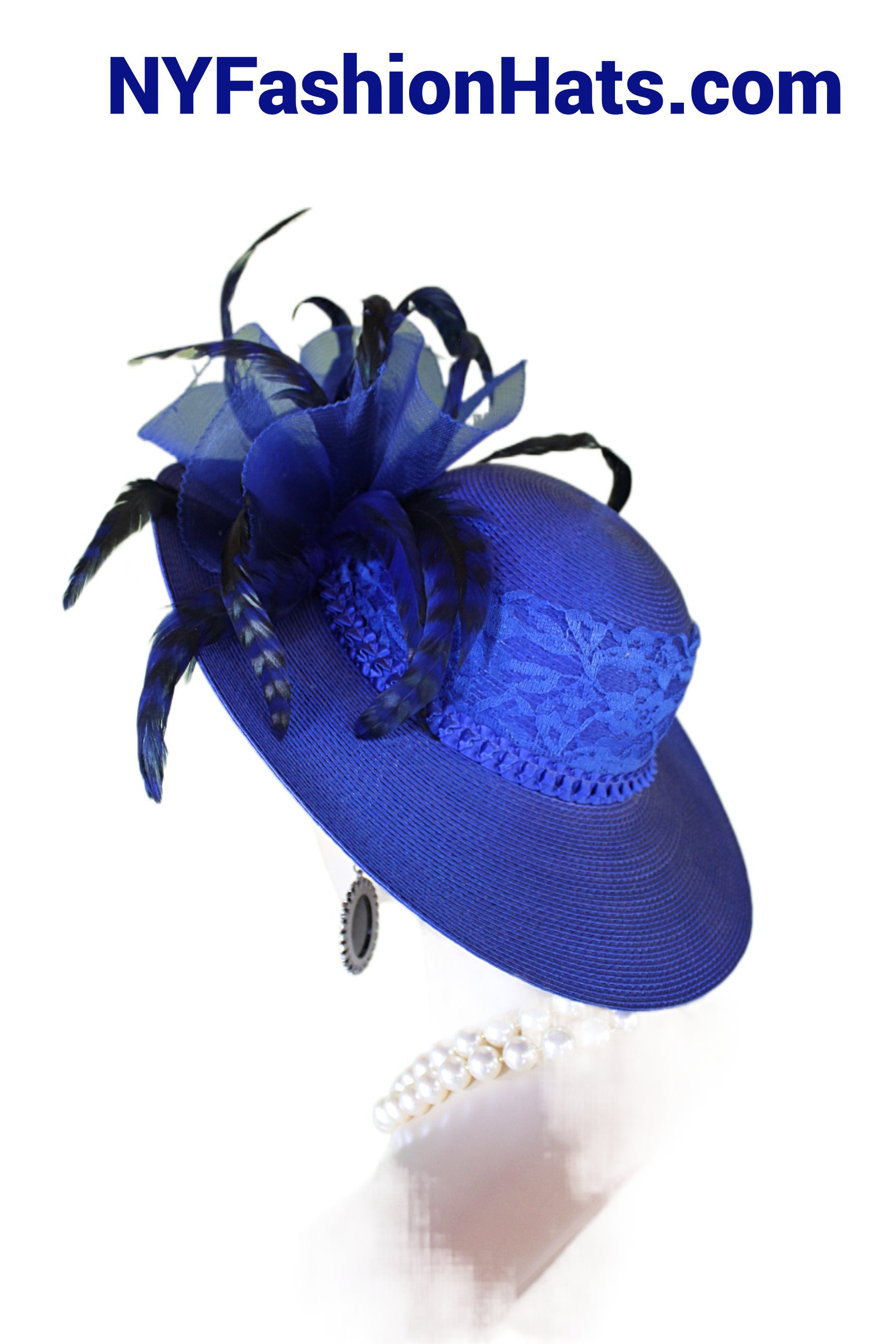 Royal Blue Formal Large Brim Dress Hat, Avant Garde Hats, Haute Couture ...
