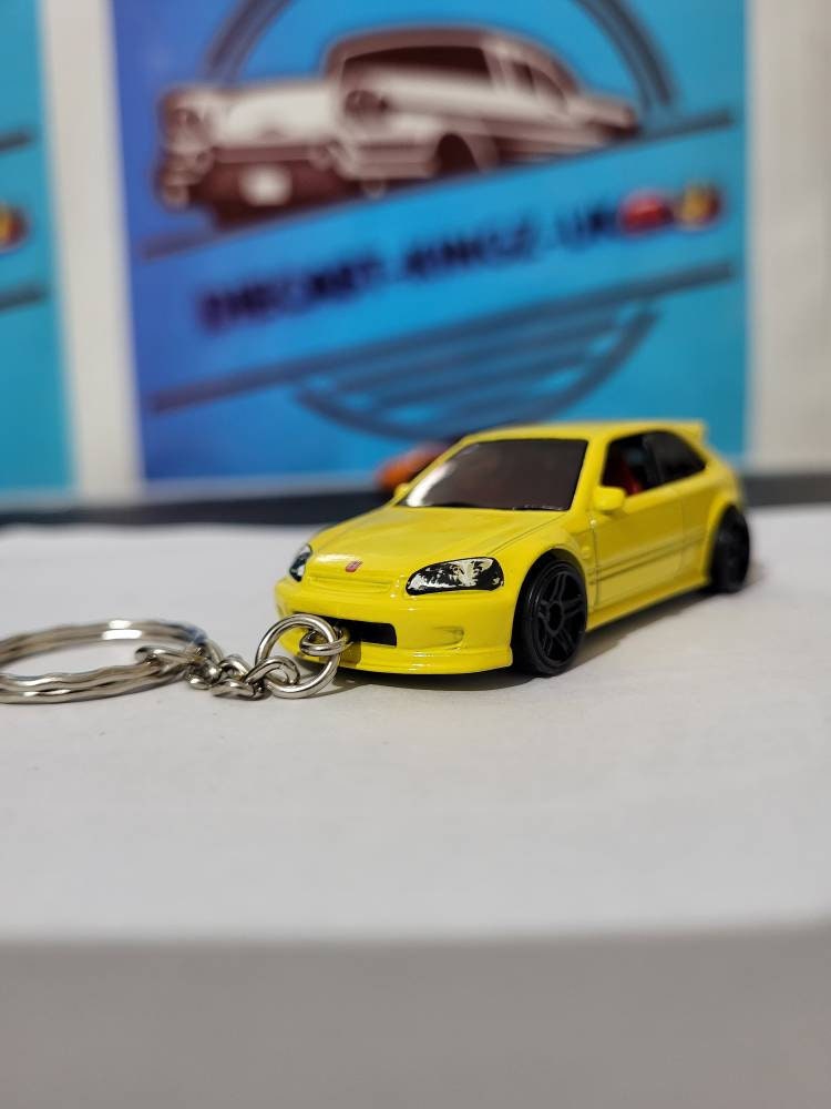 Hotwheels Honda Civic Type R Ek9 Yellow Keyring - Etsy