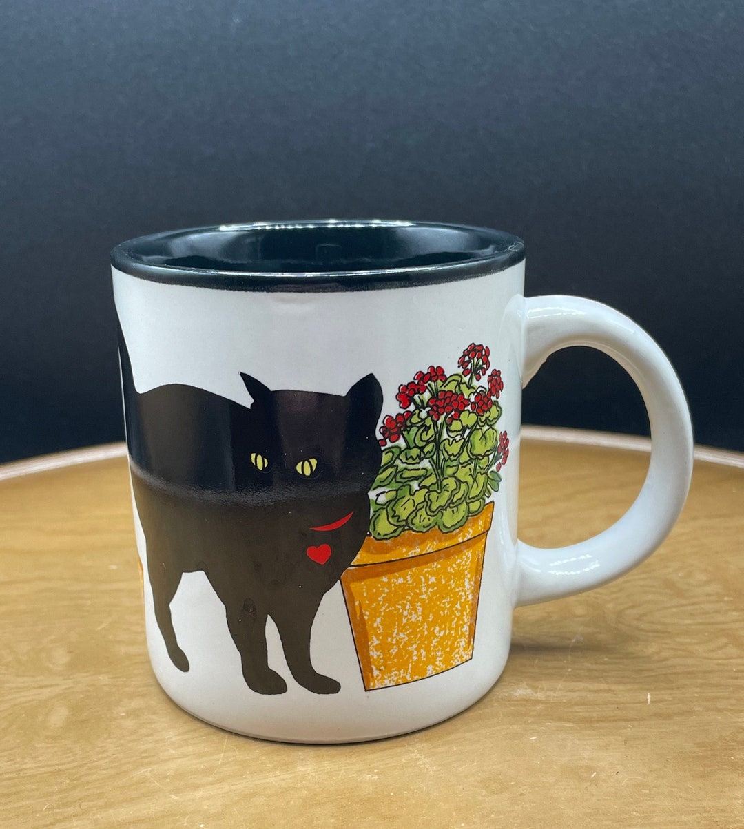 GHC Black Mischievous Cat Vintage Coffee Mug - Etsy
