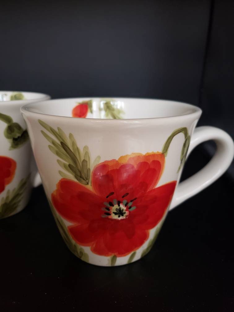 Maxcera Colorful Poppies Oversized Hand Painted Coffee Mugs - Etsy