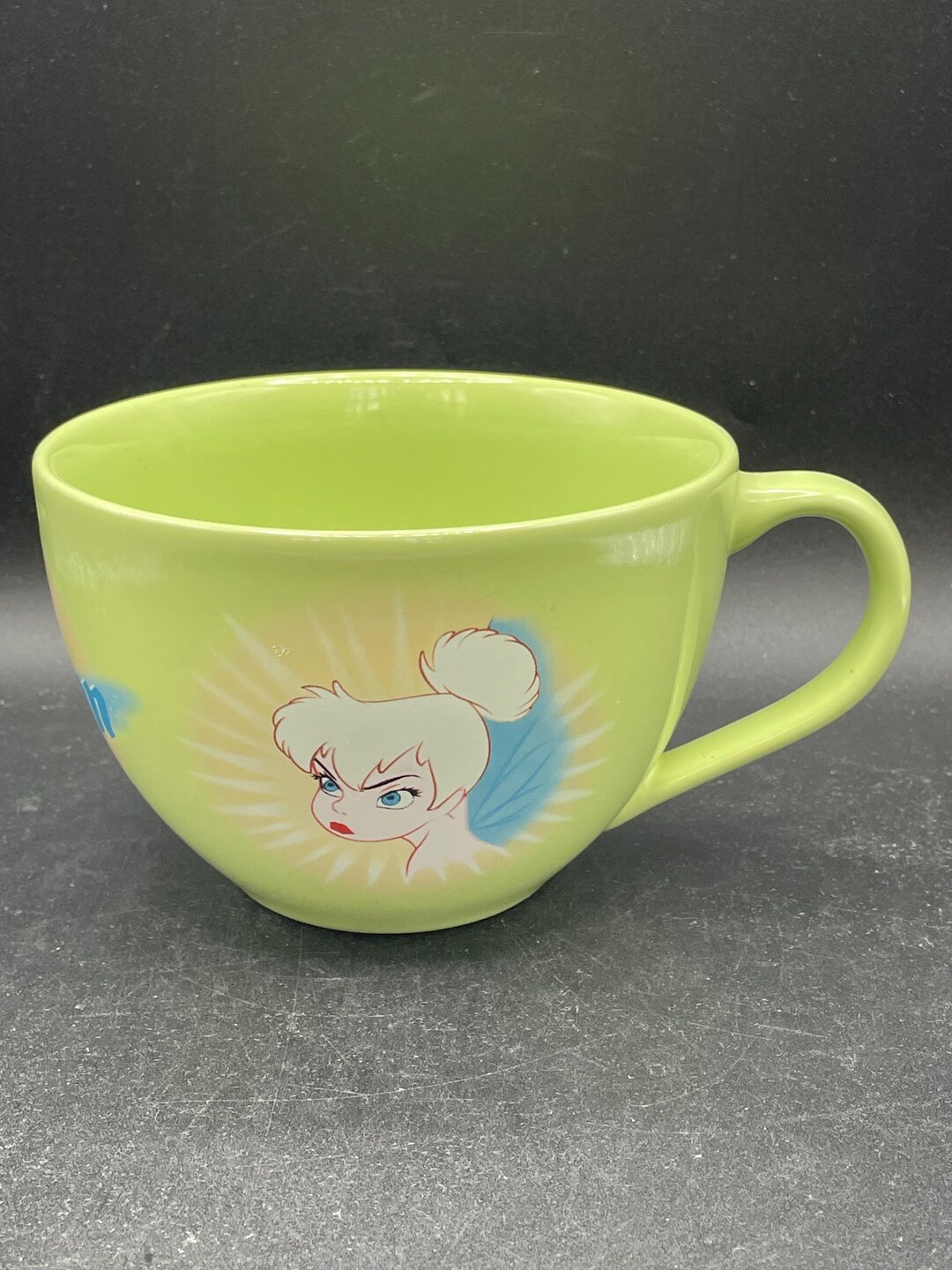 Walt Disney Presents Peter Pan Tinkerbell Green Large Ceramic Coffee ...
