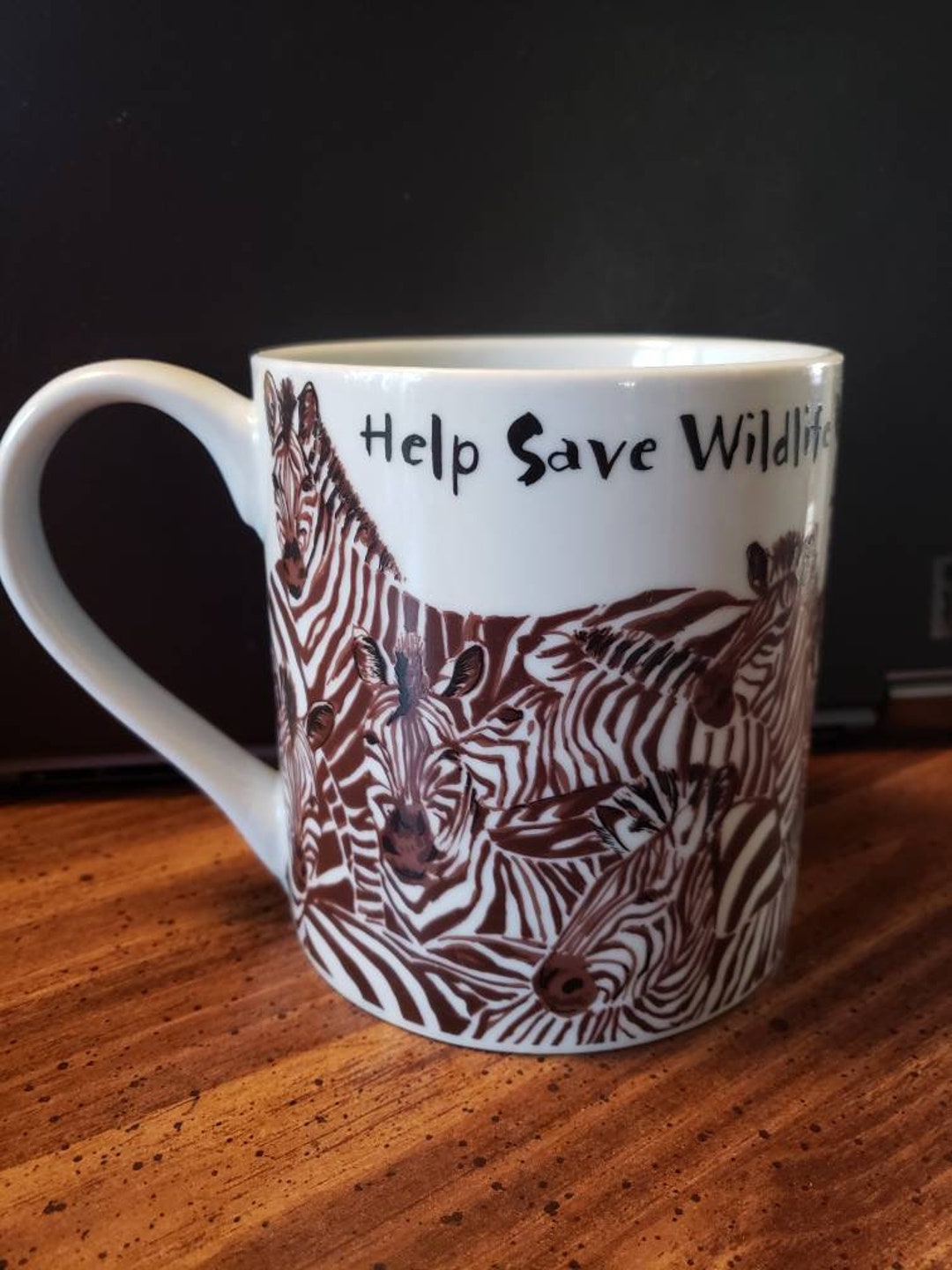 Help Save Wildlife Show Your Stripes WWF Zebra Vintage Large Coffee Mug ...
