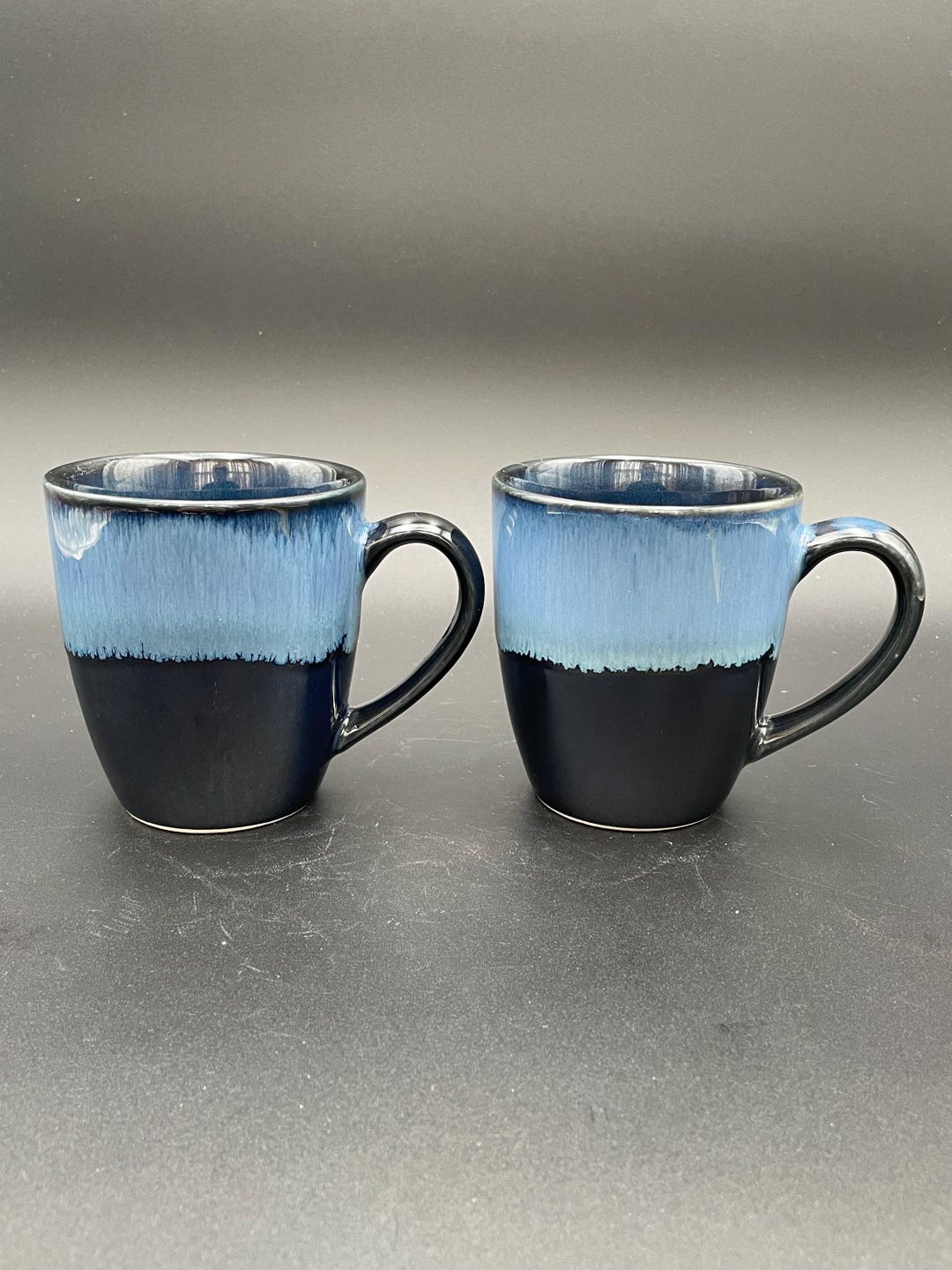 Food Network Stoneware Two-tone Bellevue Blue Set of 2 Coffee Mugs - Etsy
