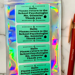 150 Green and Pink Custom Labels, Psych Labels, School Psych Stickers ...