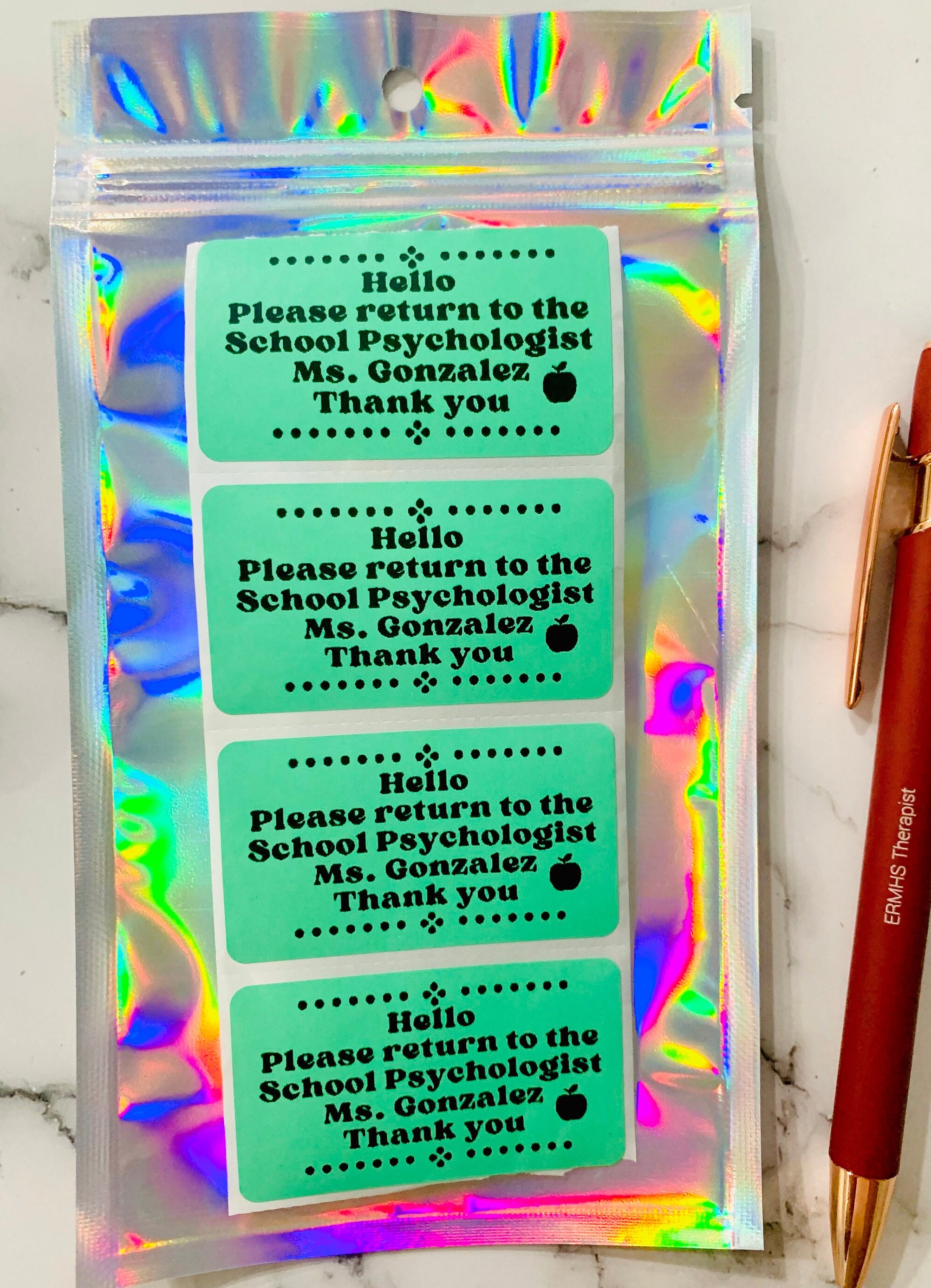 150 Green and Pink Custom Labels, Psych Labels, School Psych Stickers ...