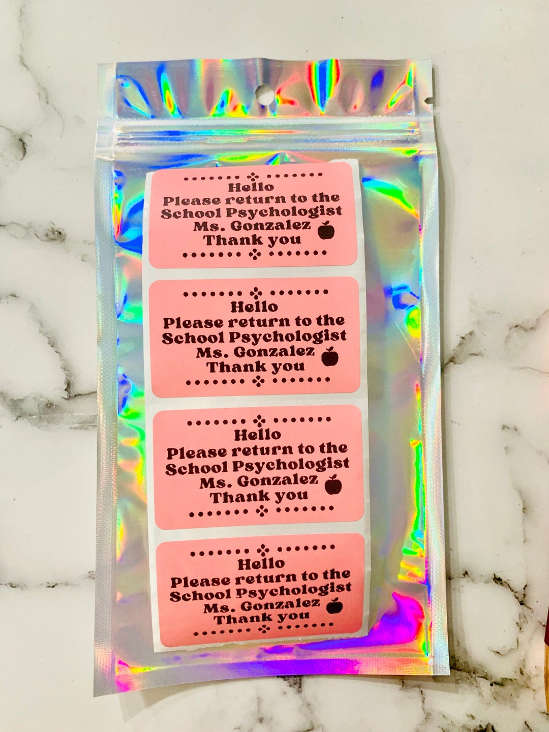150 Green and Pink Custom Labels, Psych Labels, School Psych Stickers ...
