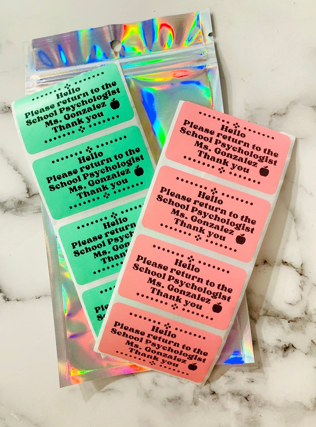 150 Green and Pink Custom Labels, Psych Labels, School Psych Stickers ...