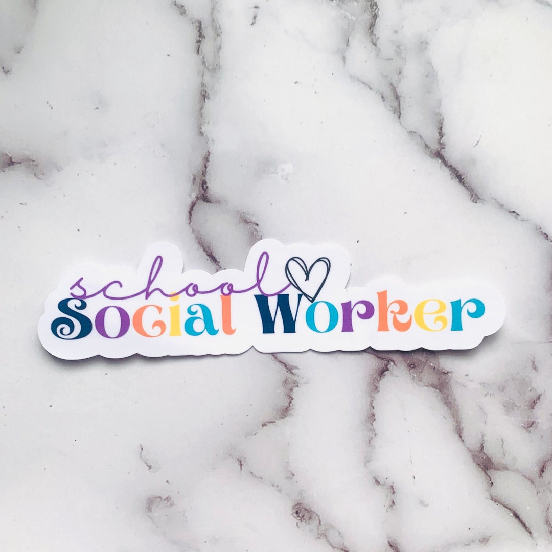 School Social Worker Laminated Heart Sticker, Waterproof Vinyl ...