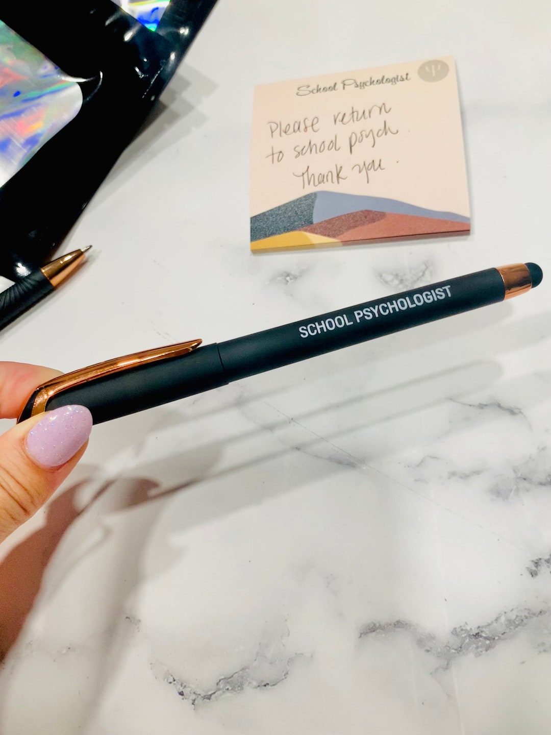 Black School Psych Rose Gold Pens, School Psych Stylus Pen With Bag ...